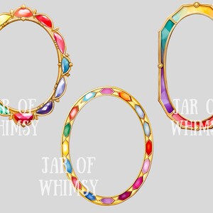 Watercolour Rainbow Jewel Frame Clipart Bejeweled Gem Frames PNG ...