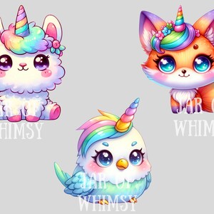 Watercolour Unicorn Animal Clipart Chibi Rainbow Unicorn Baby PNG ...