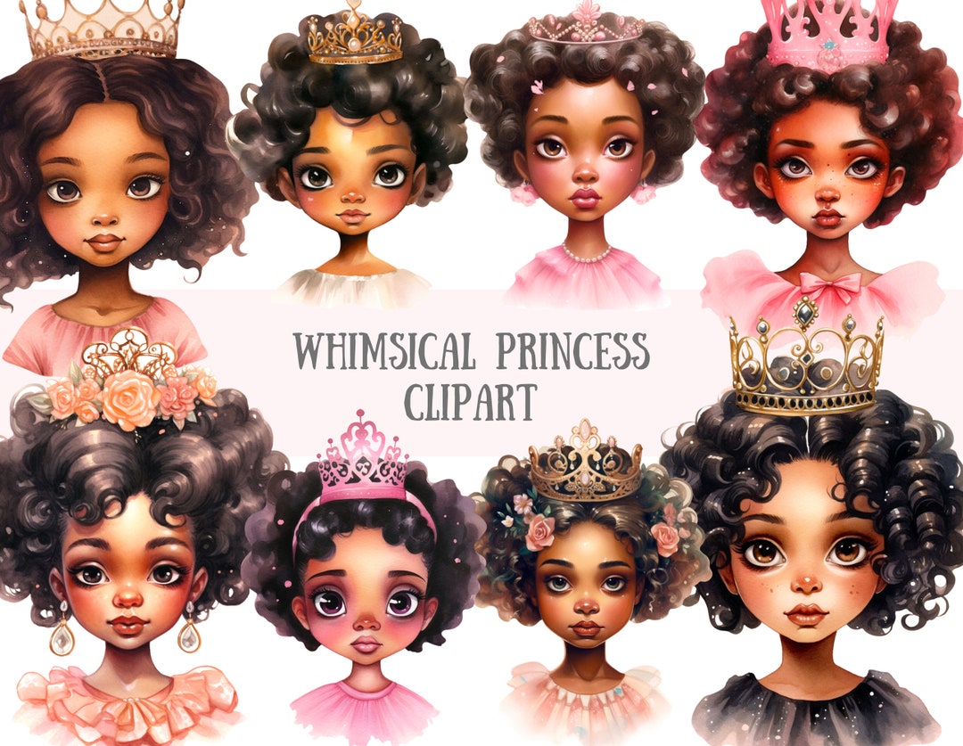 Watercolour Whimsical Princess Clipart Queen Girl PNG Digital Image ...