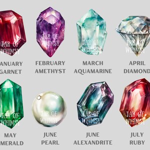 Watercolour Birthstone Clipart Birthday Gemstones PNG Digital Image ...