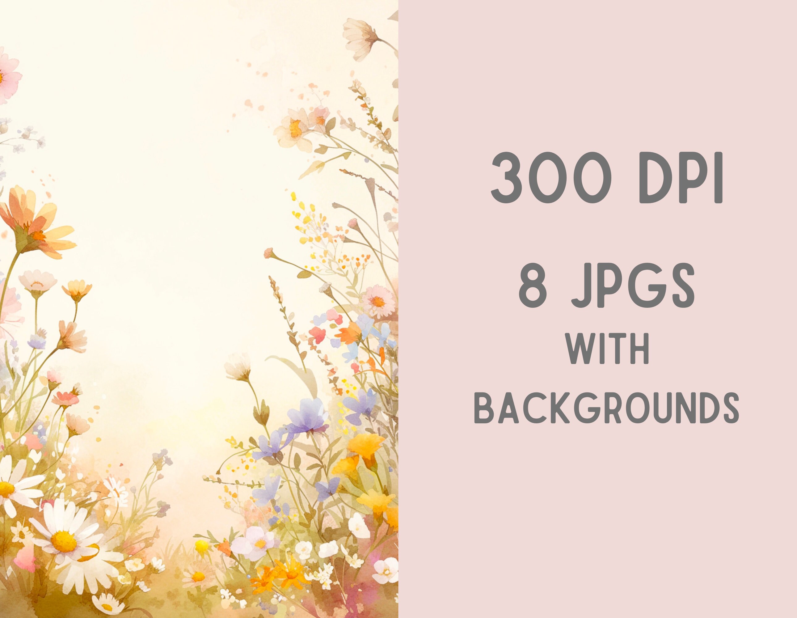 Watercolour Wildflower Border Clipart Overgrown Flower Garden JPG ...