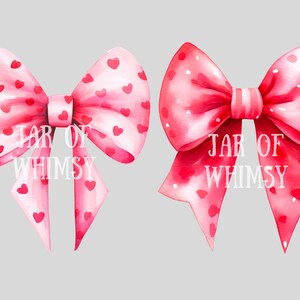 Watercolour Valentine Bows Clipart Pink and Red Heart Bow PNG Digital ...