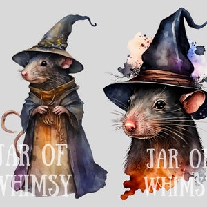 Watercolour Witchy Rat Clipart Gothic Halloween Rat Mice PNG Digital ...