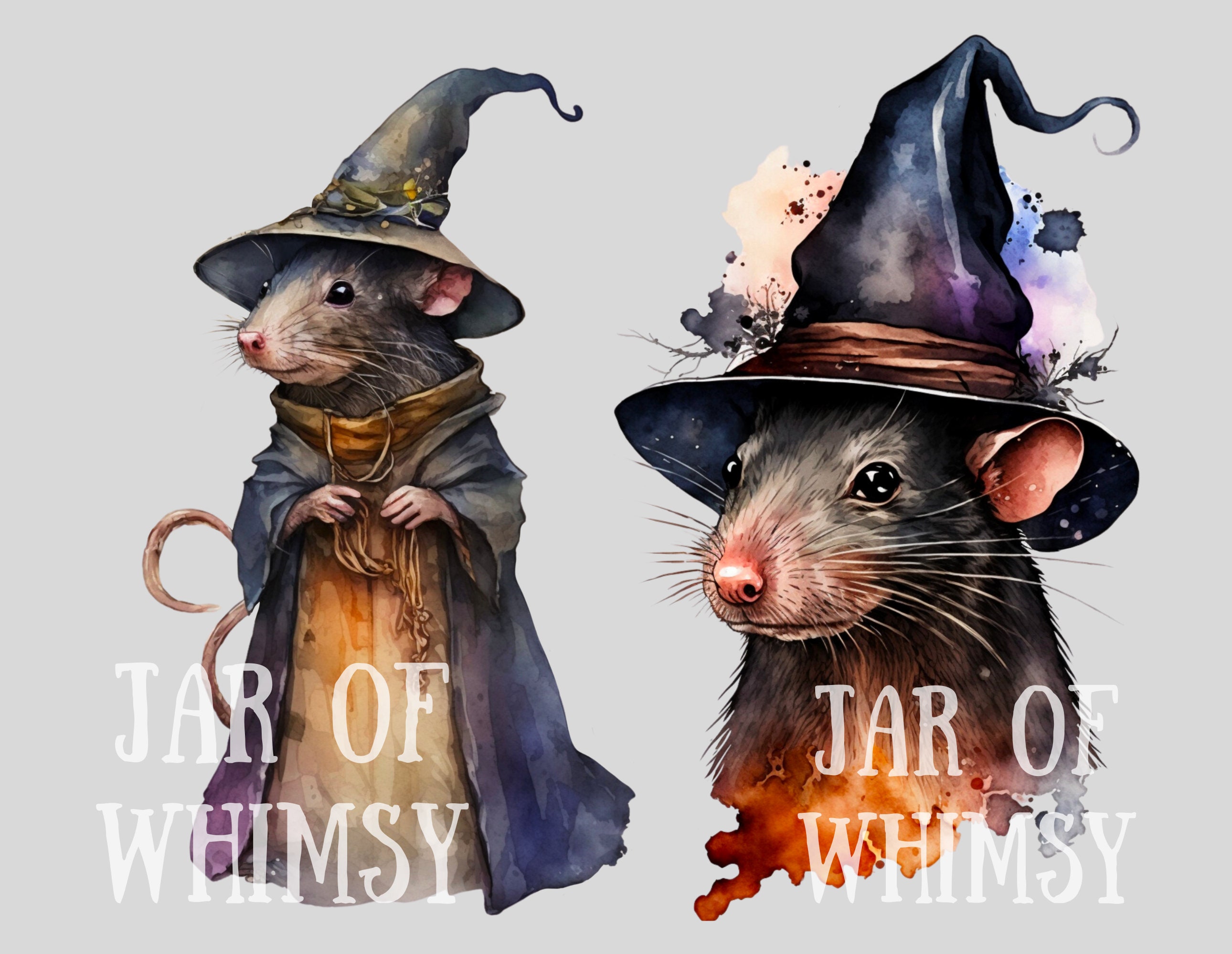 Watercolour Witchy Rat Clipart Gothic Halloween Rat Mice PNG Digital ...