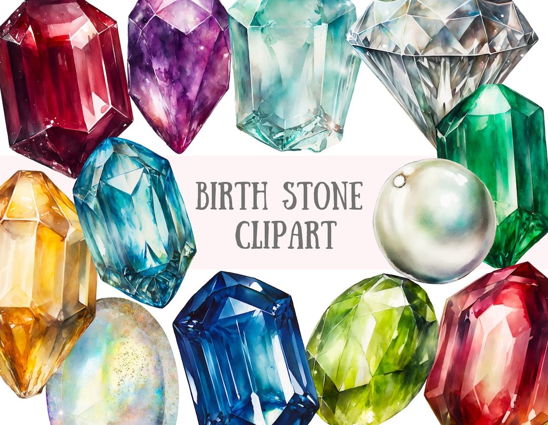 Watercolour Birthstone Clipart Birthday Gemstones PNG Digital Image ...