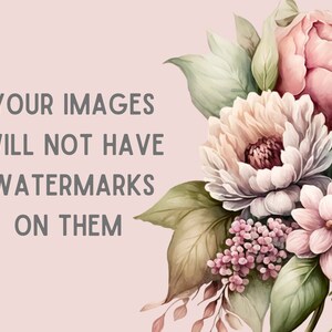 Watercolour Pink Floral Clipart Rose Bouquet PNG Digital Image ...