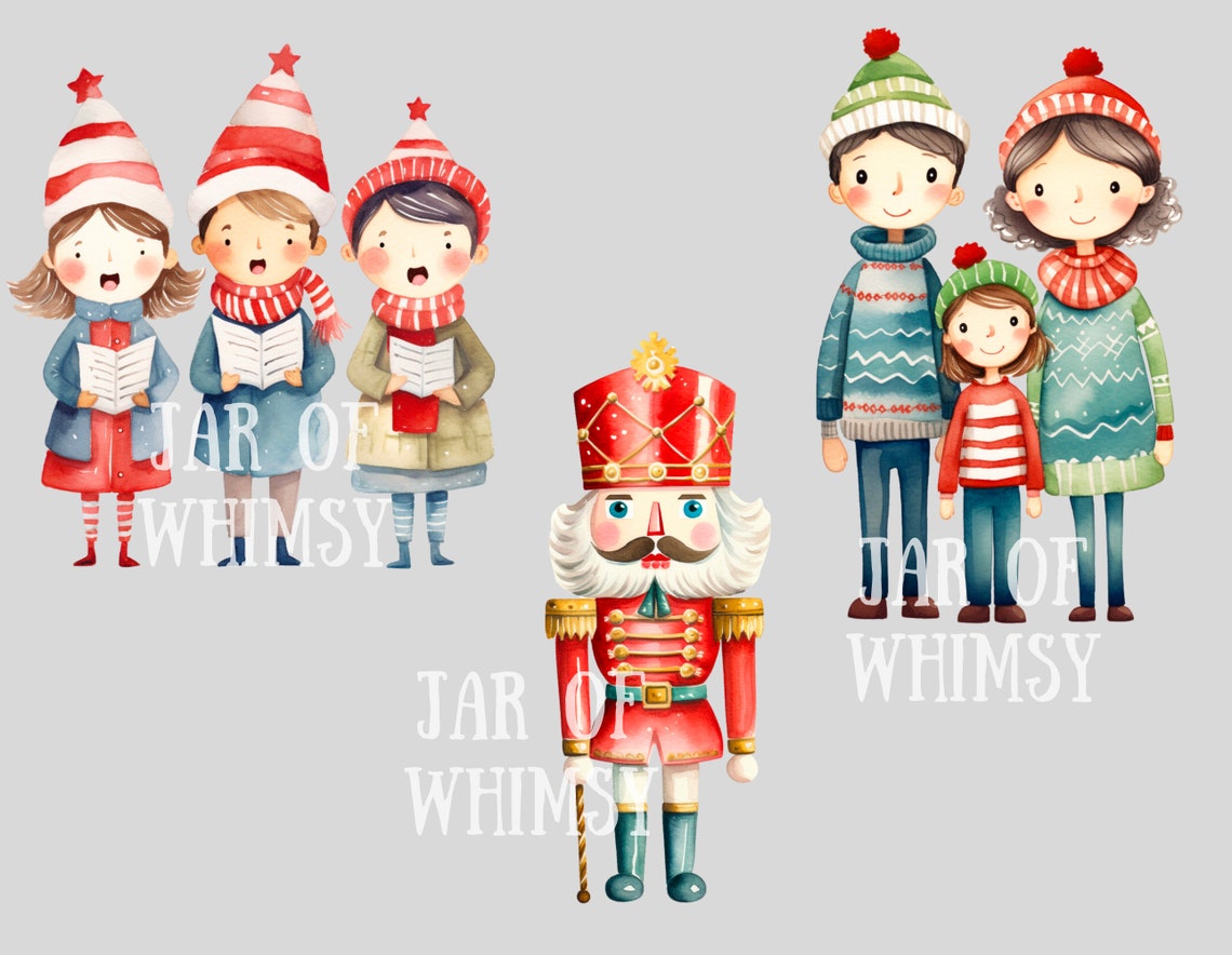 Watercolour Cute Christmas Clipart Sweet Christmas Characters PNG ...