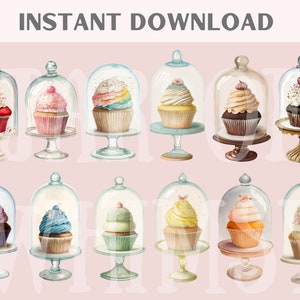 Watercolour Cupcake Stand Clipart Birthday Cake PNG Digital Image ...
