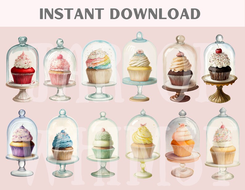 Watercolour Cupcake Stand Clipart Birthday Cake PNG Digital - Etsy