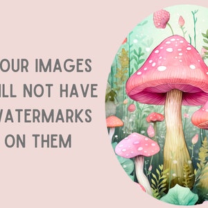 Watercolour Pink Mushroom Clipart Fairy Toadstools PNG Digital Image ...
