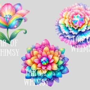 Watercolour Rainbow Flowers Clipart Spring Flower Elements PNG Digital ...
