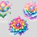 Watercolour Rainbow Flowers Clipart Spring Flower Elements PNG Digital ...