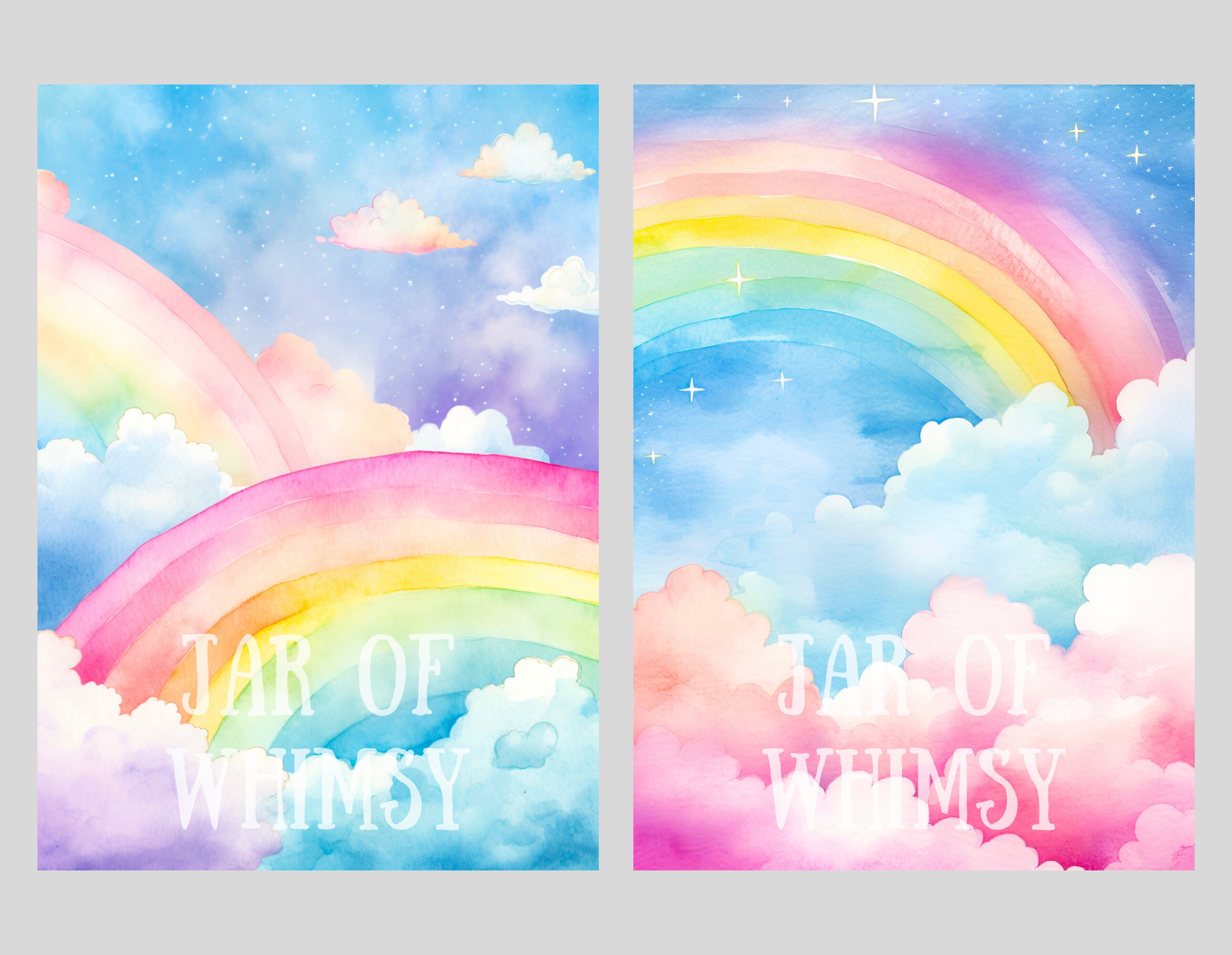 Watercolour Rainbow Sky Clipart JPG Digital Image Downloads for Card ...