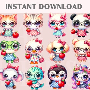 Watercolour Teacher Animal Clipart Cute Teacher Appreciation PNG ...