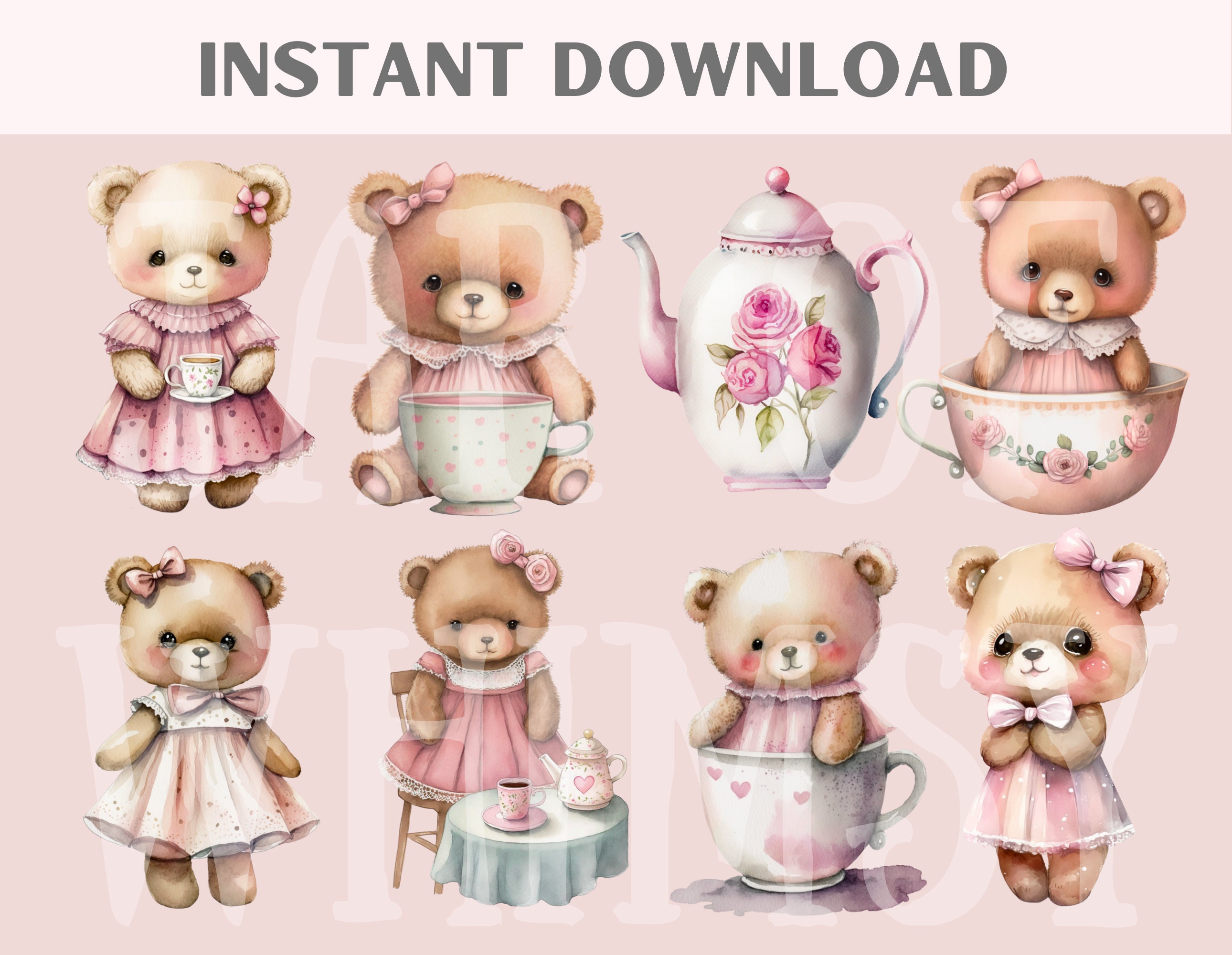 Teddy Bear Tea Clipart