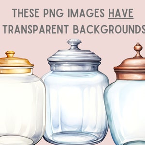 Watercolour Empty Jar Clipart Glass Jars With Lids PNG Digital Image ...