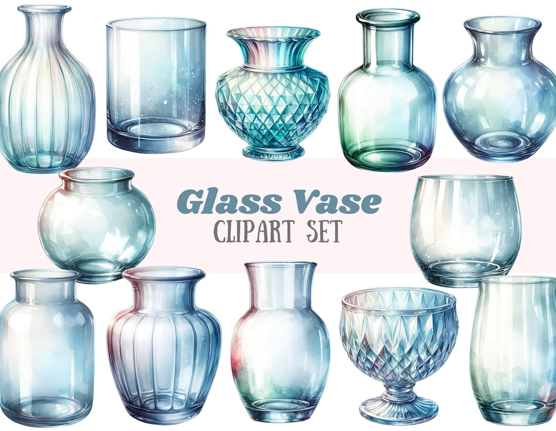 Watercolour Empty Glass Vase Clipart Empty Flower Vase PNG Digital ...