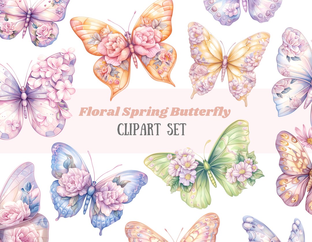 Watercolour Butterfly Clipart Floral Spring Butterfly PNG Digital Image ...