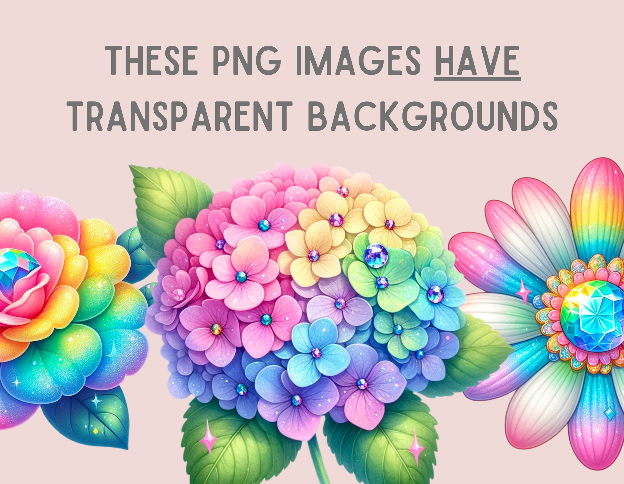 Watercolour Rainbow Flowers Clipart Spring Flower Elements PNG Digital ...