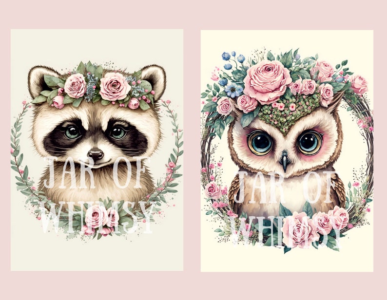 Watercolour Woodland Animals Clipart Bear Deer Fox Owl PNG - Etsy