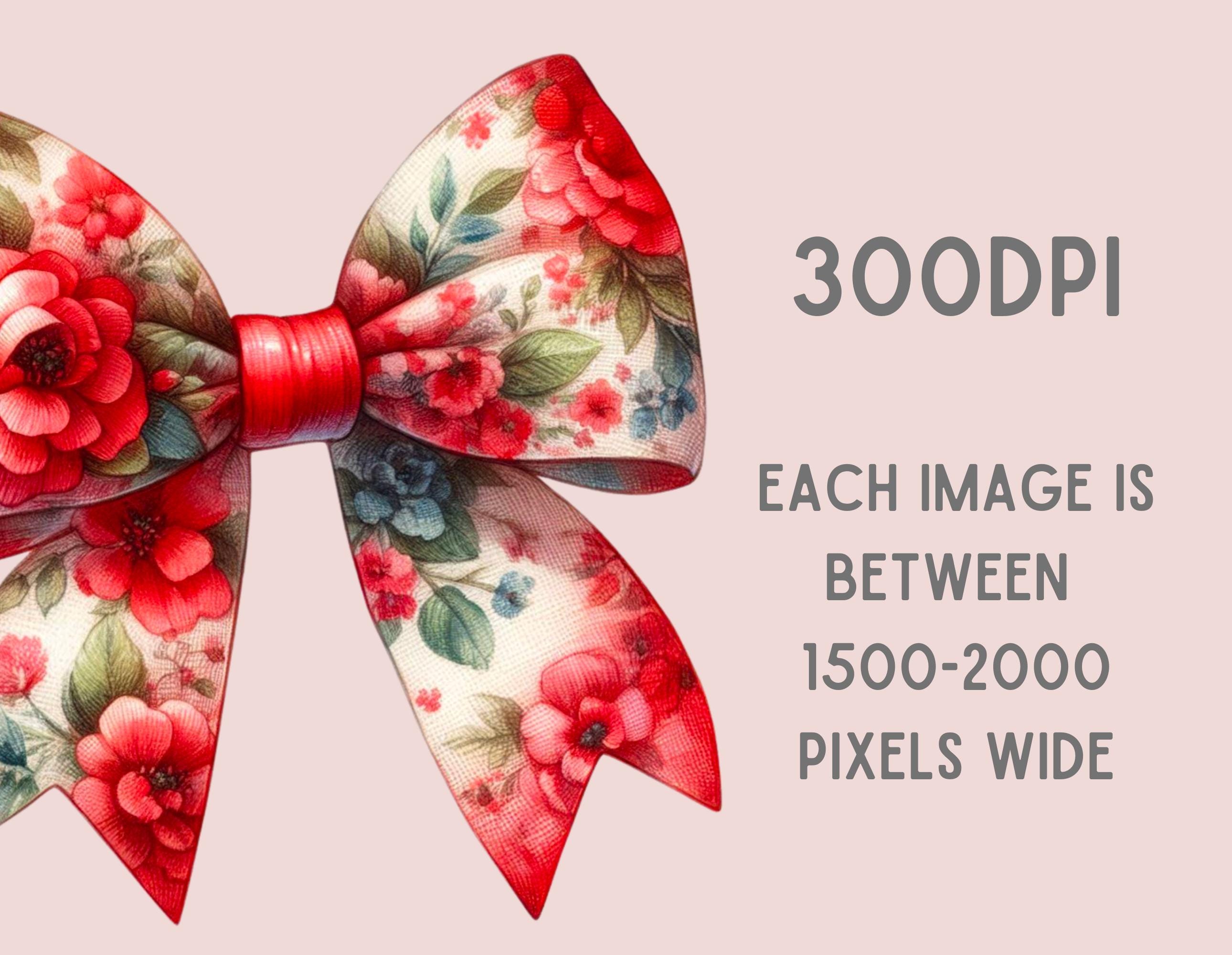 Watercolour Floral Bow Clipart Cute Floral Print Bow PNG Digital Image ...