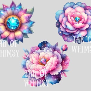 Watercolour Galaxy Flowers Clipart Spring Flower Elements PNG Digital ...