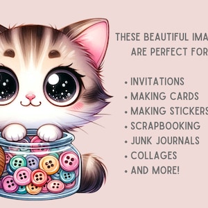 Watercolour Sewing Cat Clipart Cute Seamstress Cat Sewing PNG Digital ...