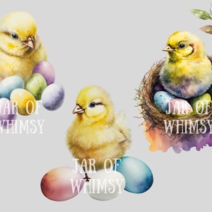 Watercolour Easter Chick Clipart - Spring Easter Basket PNG Digital ...