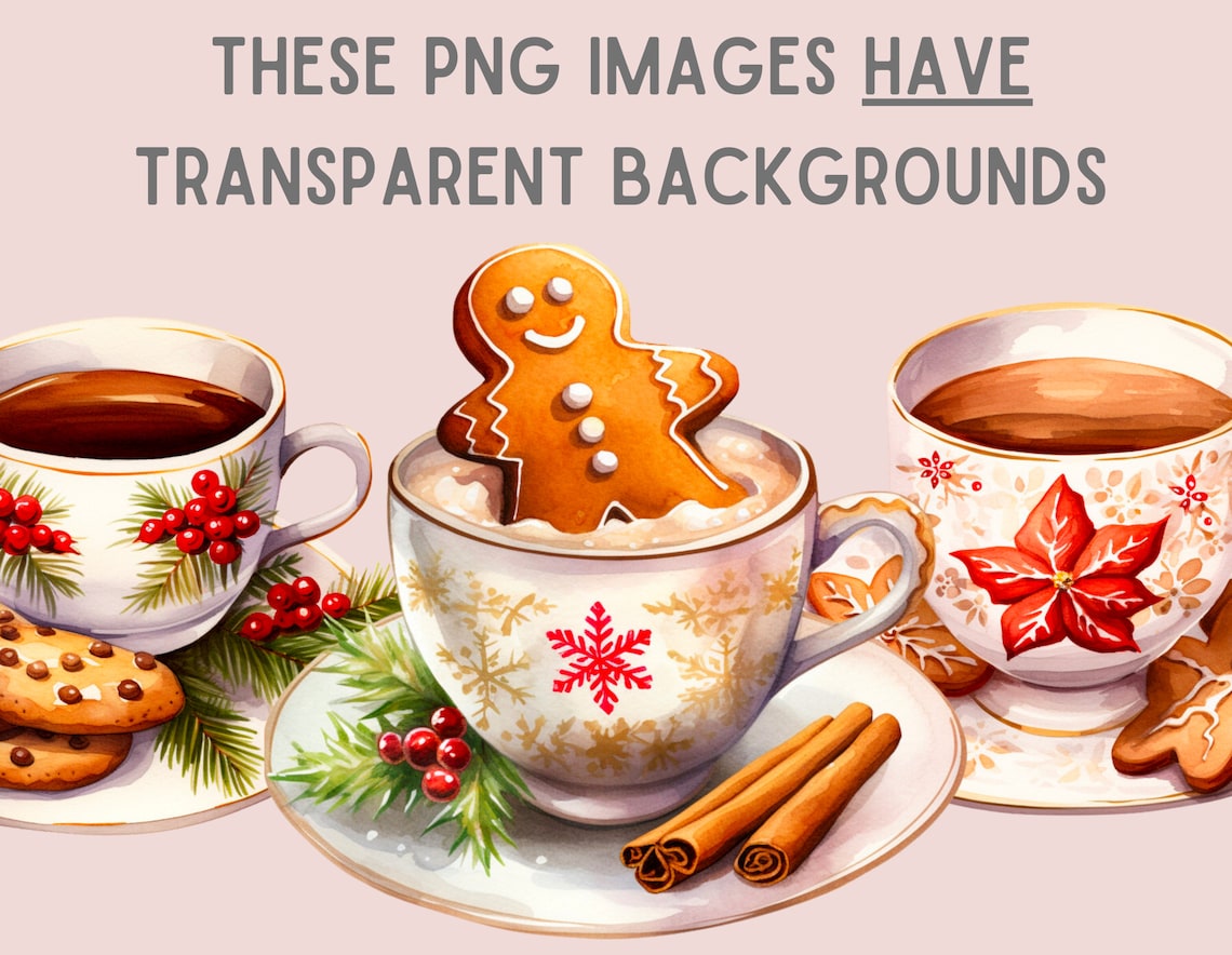 Watercolour Christmas Tea Time Clipart Xmas Cookies PNG Digital Image ...