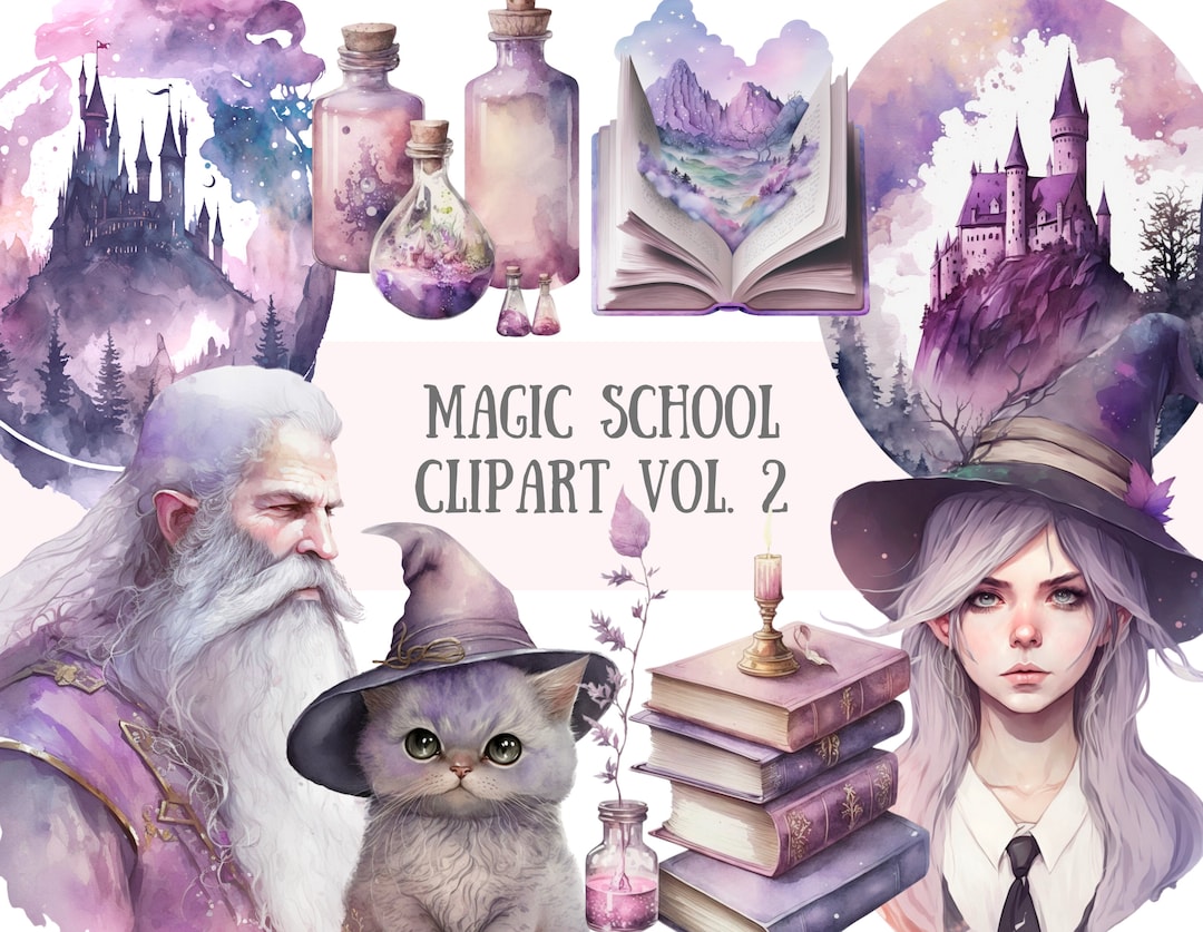 Watercolour Magic School Clipart Witch Academy PNG Digital Image ...