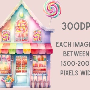 Watercolour Rainbow Candy Shop Clipart Candy Store Lollipop PNG Digital ...