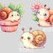 Watercolour Kawaii Snail Clipart Chibi Snail Mail PNG Digital Image ...