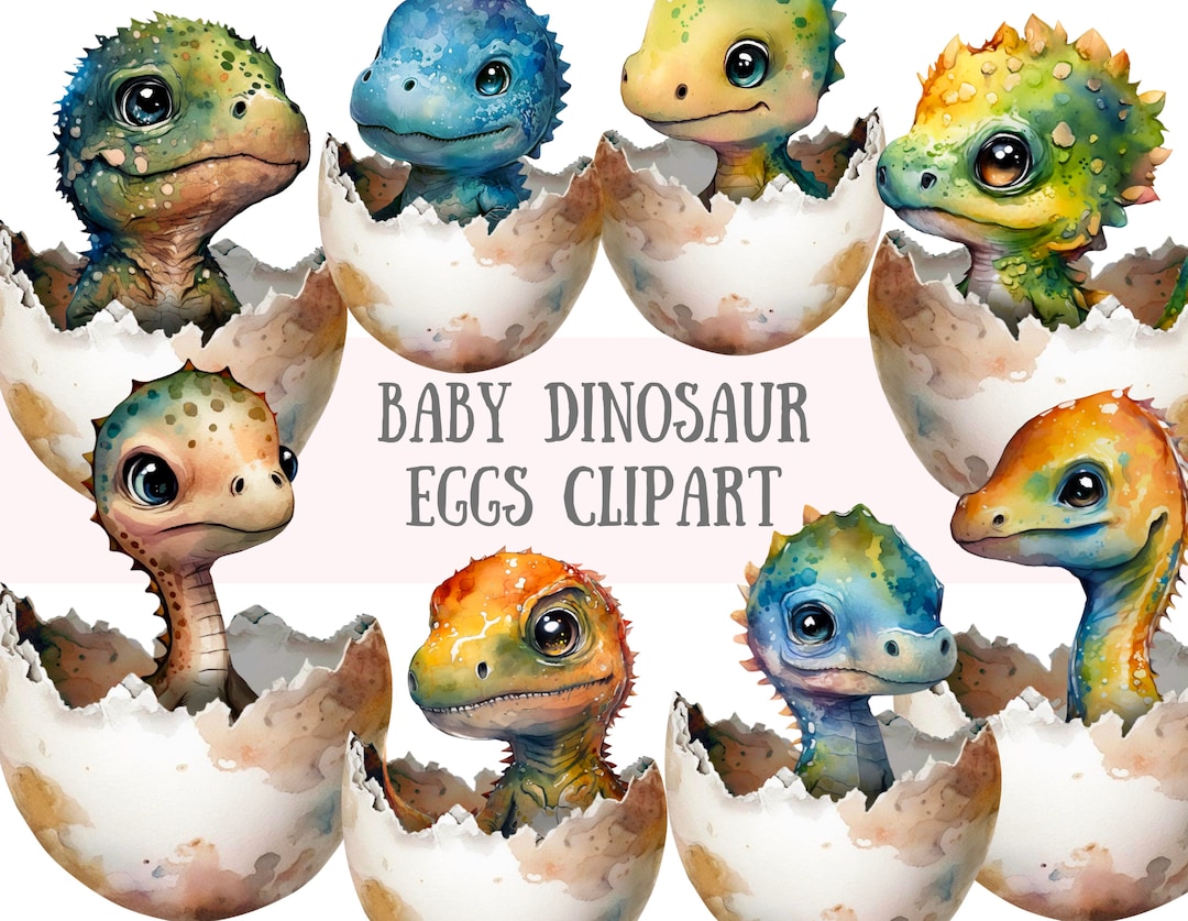 Watercolour Baby Dinosaur Eggs Clipart - Trex Egg PNG Digital Image ...
