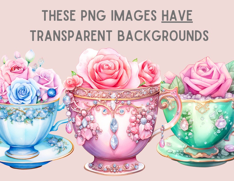 Watercolour Princess Teacup Clipart Tea Time Tea Party PNG Digital ...