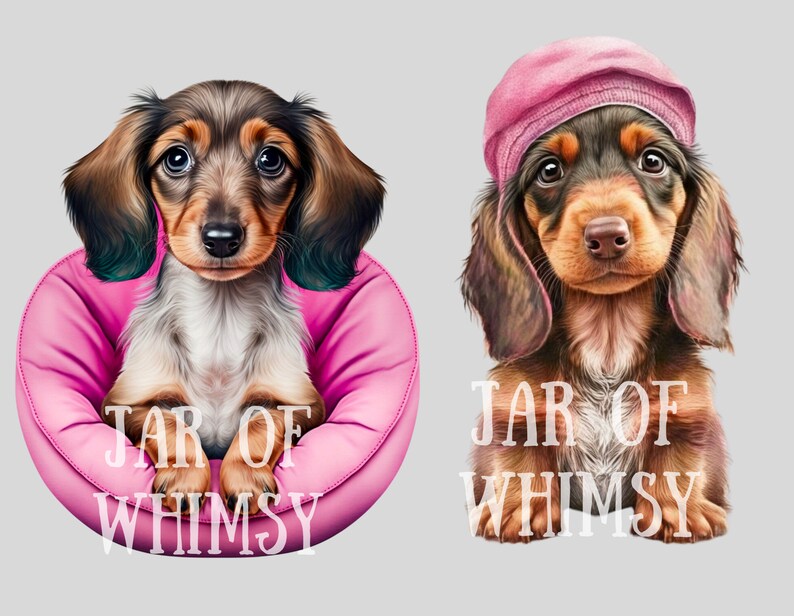 Watercolour Pink Dachshund Puppy Clipart Sausage Dog PNG - Etsy
