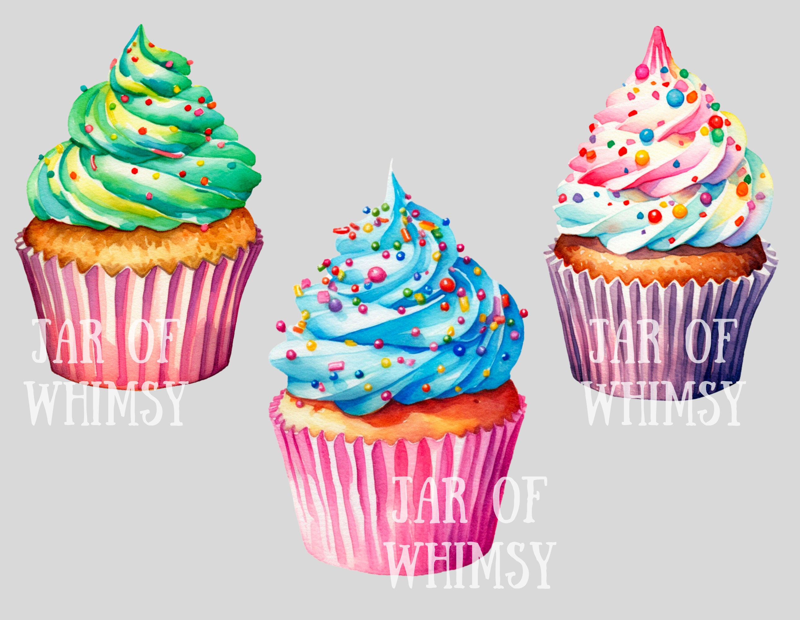 Watercolour Sprinkle Cupcake Clipart Birthday Cake PNG Digital Image ...