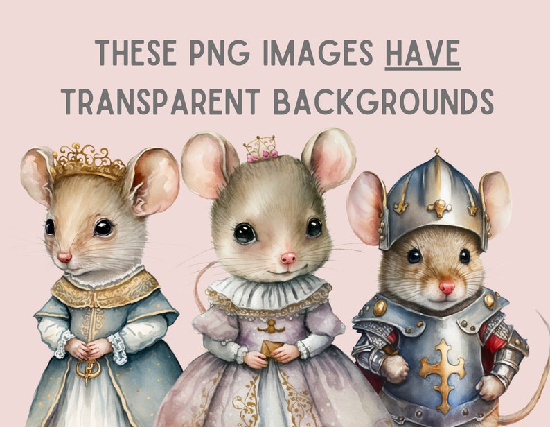 Watercolour Fairytale Mice Clipart Princess Mouse PNG Digital Image ...