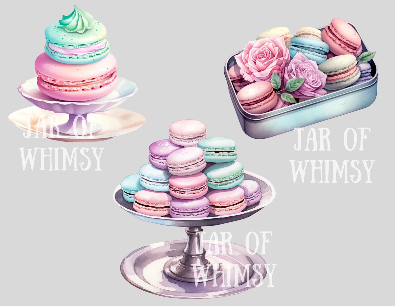 Watercolour Pastel Macaron Clipart French Macaroon PNG Digital Image ...