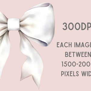 Watercolour White Bow Clipart Ivory and White Wedding Bow PNG Digital ...