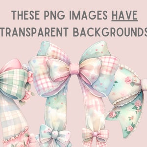 Watercolour Shabby Chic Bow Clipart Patchwork Bow PNG Digital Image ...