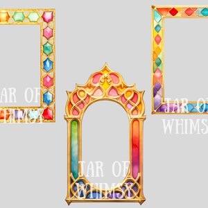 Watercolour Rainbow Jewel Frame Clipart Bejeweled Gem Frames PNG ...