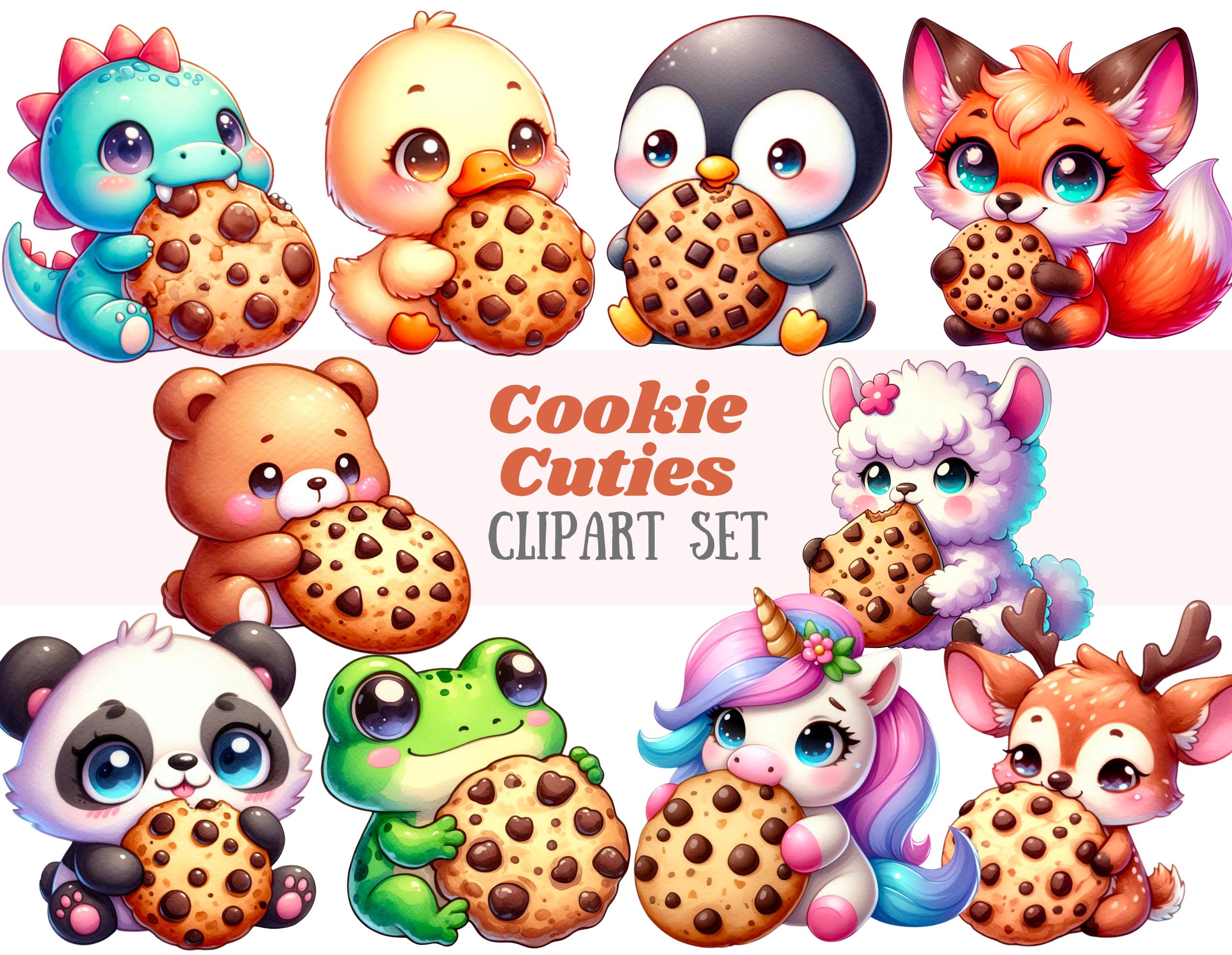 Watercolour Cookie Animal Clipart Cute Chocolate Chip Cookie PNG ...