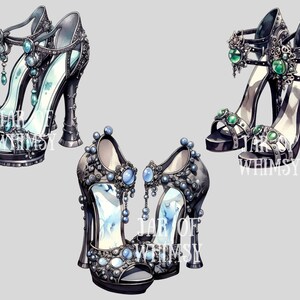 Watercolour Gothic Heels Clipart Halloween Fantasy PNG Digital Image ...