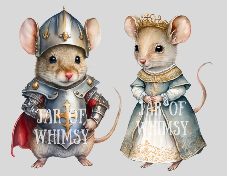 Watercolour Fairytale Mice Clipart Princess Mouse PNG Digital Image ...