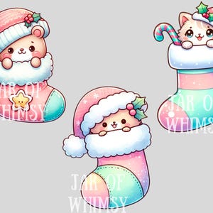Watercolour Christmas Animal Stocking Clipart Cute Christmas PNG ...