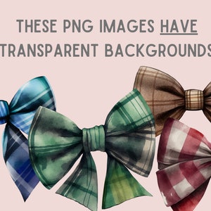 Watercolour Tartan and Plaid Bows Clipart - Check Bow PNG Digital Image ...