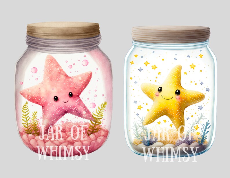 Watercolour Sea Creature Jars Clipart - Ocean Fantasy PNG Digital Image ...
