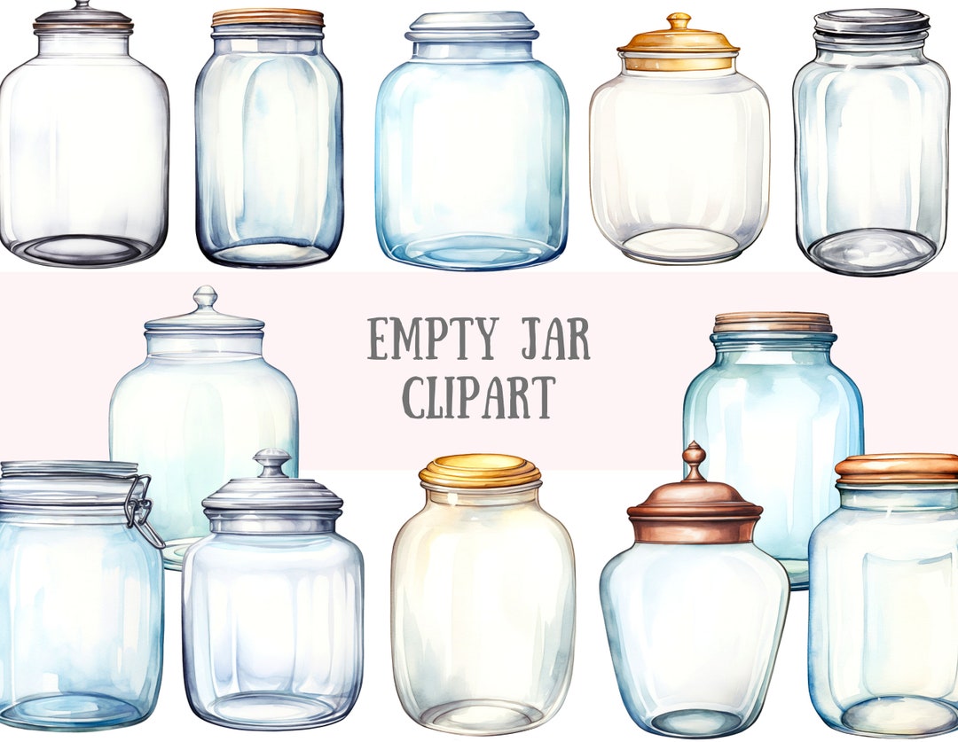 Watercolour Empty Jar Clipart Glass Jars With Lids PNG Digital Image ...