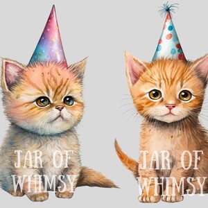 Watercolour Party Cats Clipart Cute Kitten Birthday PNG Digital Image ...