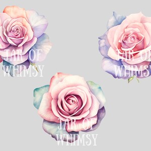 Watercolour Vintage Rose Clipart Pastel Flower Graphics PNG Digital ...